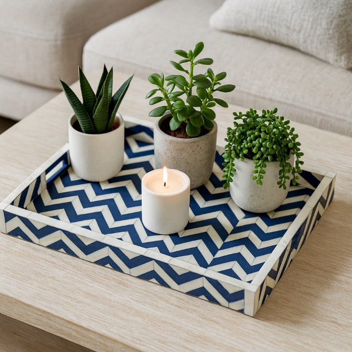 Joey Bone Inlay Chevron Pattern Tray – Celson Lifestyle Interiors PTY LTD